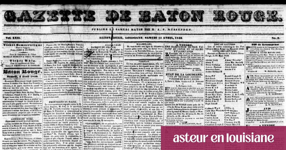 La Gazette de Bâton Rouge : témoin francophone de la Louisiane